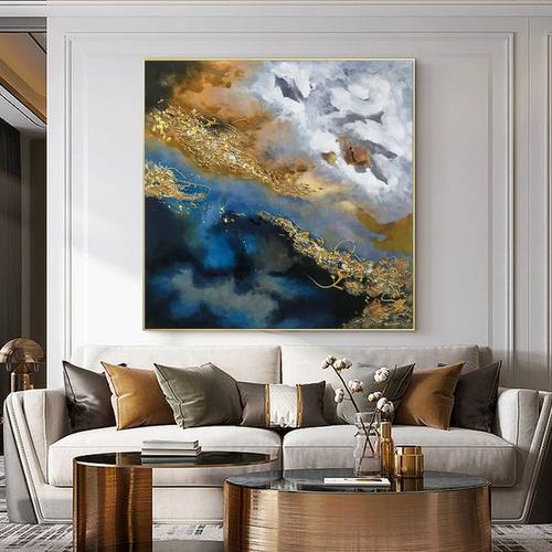 Jual Lukisan Tangan Abstract Gold Leaf Textured Painting Modern ...