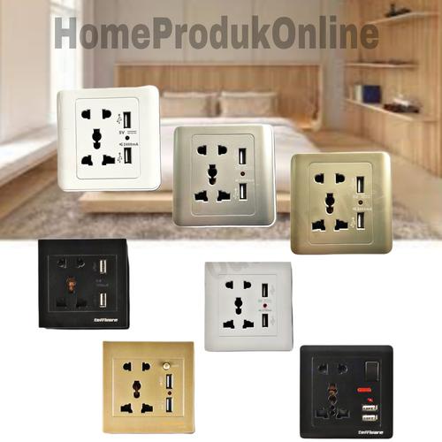 Promo Stop Kontak Colokan Listrik Dinding 2 Port Usb Changer Universal ...