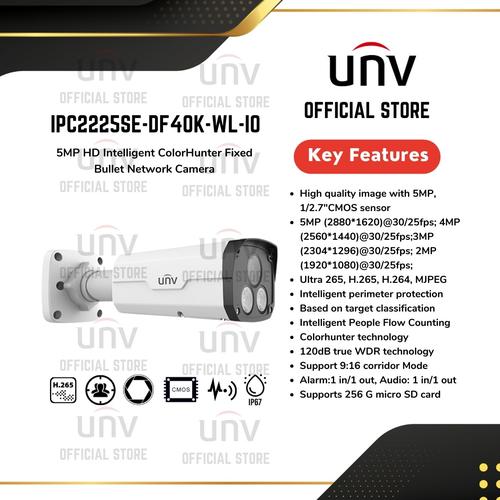 Promo UNV IPC2225SE-DF40K-WL-I0 Uniview Outdoor CCTV 5MP Intelligent ColorHunter Fixed Bullet ...