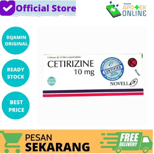 Jual CETIRIZINE HCL 10MG ISI 50 TABLET/1 BOX/NOVELL - Kota Bekasi ...
