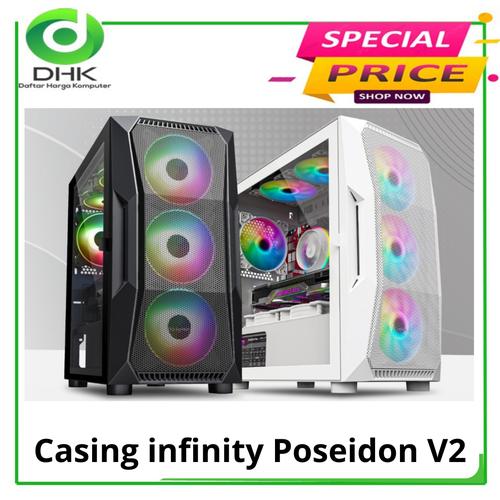 Jual Case Infinity Poseidon V2 micro ATX Mesh Casing Gaming Tempered ...