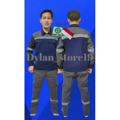 Jual Setelan Safety Kombinasi 2 Warna Kemeja two tone Wearpack Safety ...