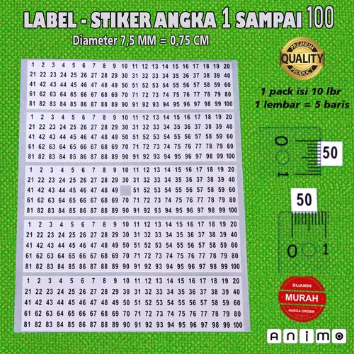 Jual LABEL / STIKER ANGKA WARNA - STICKER NUMBERING 1 SD 100 - Putih ...