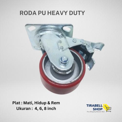 Jual Roda Troli 4 inch Hidup Rem Triple S PU Heavy Duty - Jakarta Barat ...