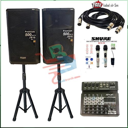 Jual Paket Sound System Speaker Aktif Huper JS 10 + Mixer Ashley ...