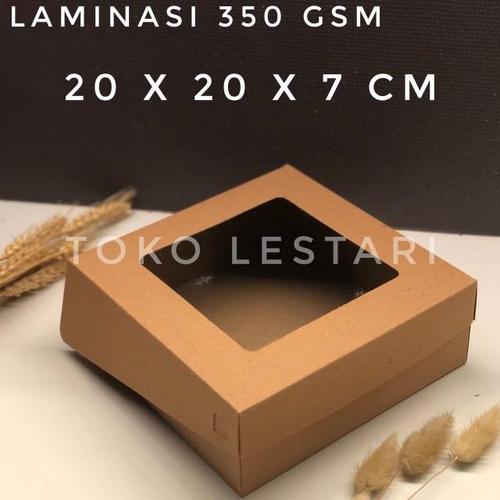 Jual box kraft coklat laminasi jendela untuk kotak packing kue 20x20x7 ...