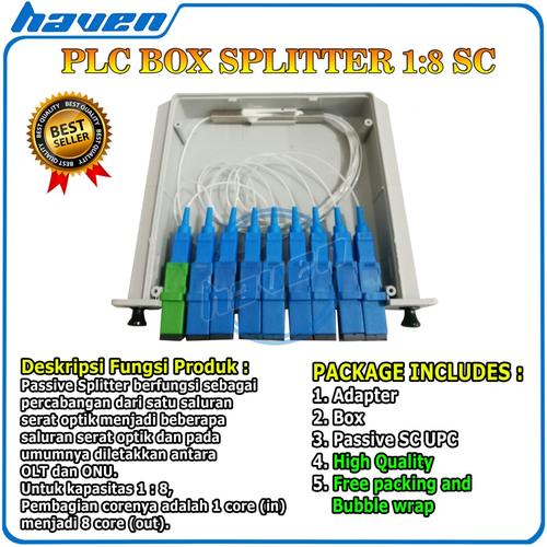 Jual Passive Splitter PLC BOX FO 1:8 SC UPC Fiber Optik Pasif Spliter ...