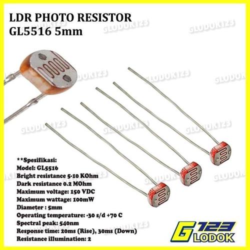 Jual LDR GL5516 5mm Photoresistor Light Dependent Resistor Sensor ...