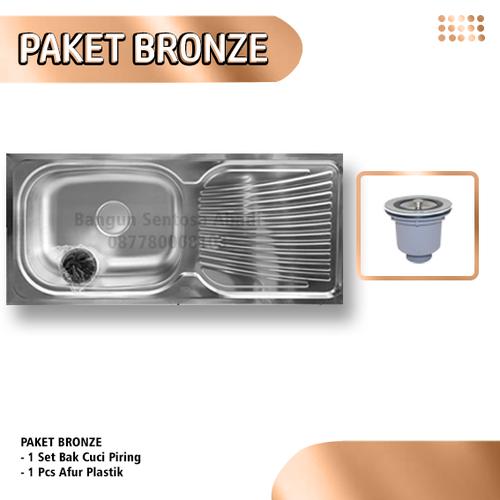Jual BAK CUCI PIRING STAINLESS 96CM + AFUR PLASTIK / KITCHEN SINK ...