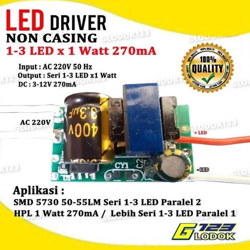 Jual LED Driver LED 1-3 Watt 1-3W AC DC 270 mA PCB Board Tanpa Casing ...