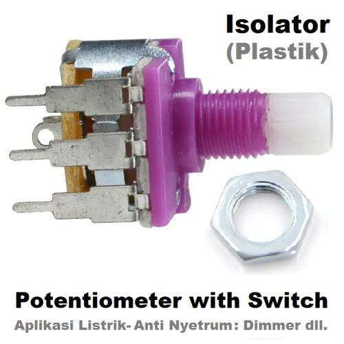 Jual Potentiometer WH149 Mono+Switch Plastik Potensio Isolator AC ...