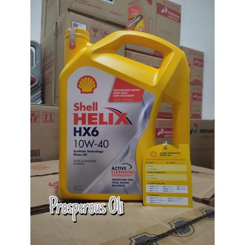 Jual OLI Shell helix HX6 10W-40 | ORIGINAL | HX6 4 LITER | BARCODE ...