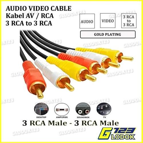 Jual Kabel RCA DVD To TV 3-3 Jack Pin Cable AV Aux Audio Video High ...
