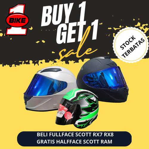 Promo [ PROMO ] Helm Scott RX 7 / helm Full face - Hitam Gloss, S ...