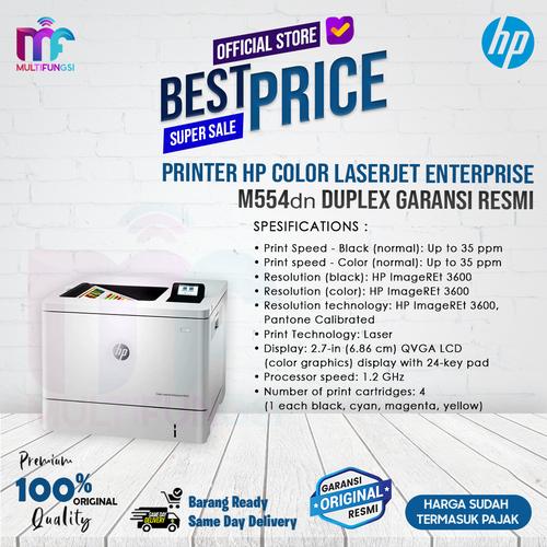 Promo Printer HP Color LaserJet Enterprise M554dn Duplex Garansi Resmi ...
