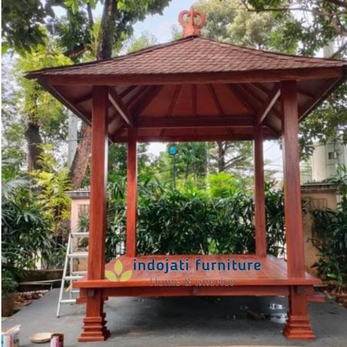 Jual gazebo saung kayu jati atap sirap kayu ulin - Kab. Jepara ...