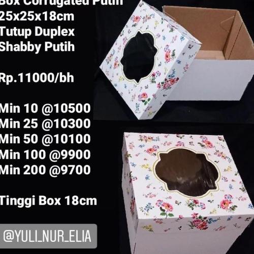 Jual box corrugated putih 25x25x18cm tutup duplex shabby putih ...