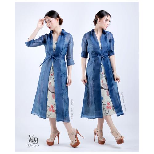 Jual Dress Batik Katun Merak Biru Outer Panjang (Code : 2074) - Woman ...