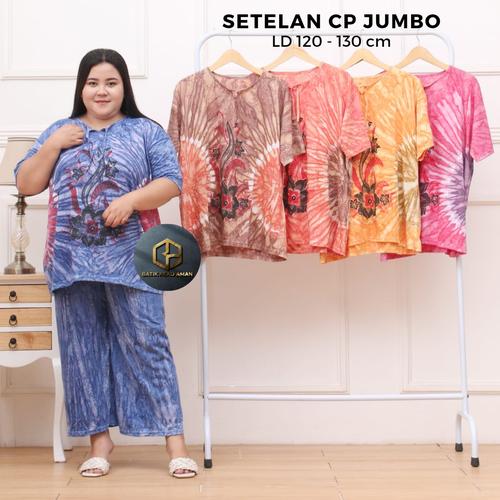 Jual One Set/Setelan Celana Panjang Jumbo/Setelan CP Kaos Jumbo Asad Batik - Kuning, Jumbo LD ...
