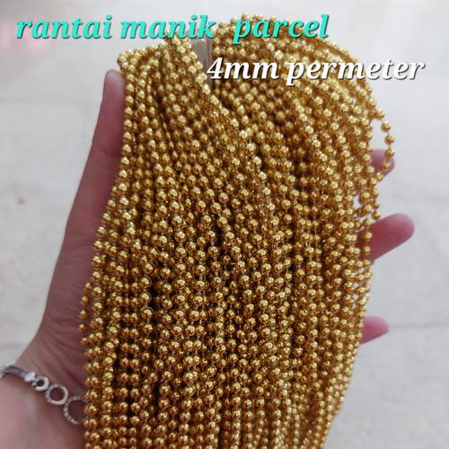 Jual Manik Rantai Parcel 4mm permeter/ Manik-manik Emas hias parcel ...
