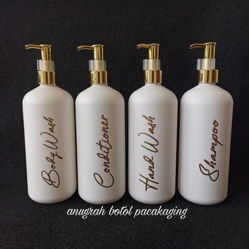 Jual Botol Sabun Cair Aesthetic putih 500 ml Luxury gold botol ...