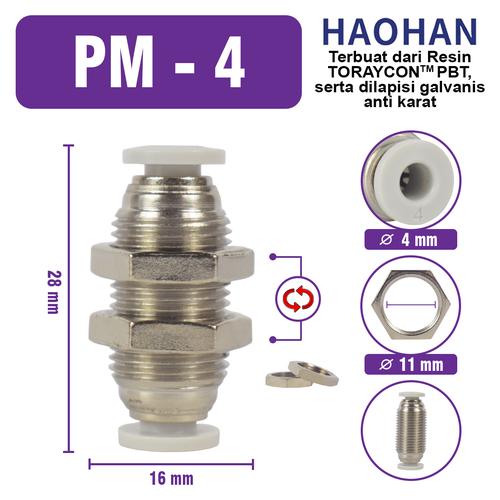 Promo MPM SLIP LOCK FITTING PNEUMATIC BULKHEAD WITH RING TYPE PM - PM-4 ...
