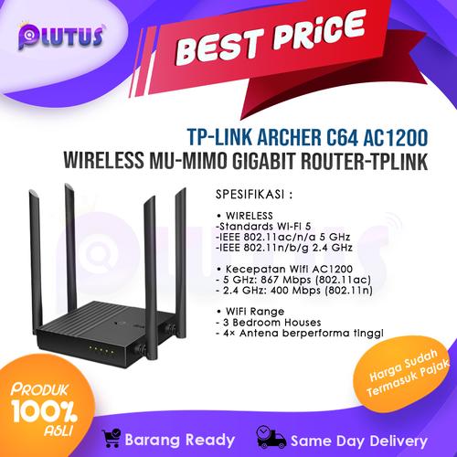 Jual TP-LINK Archer C64 AC1200 Wireless MU-MIMO Gigabit Router-TPLINK ...