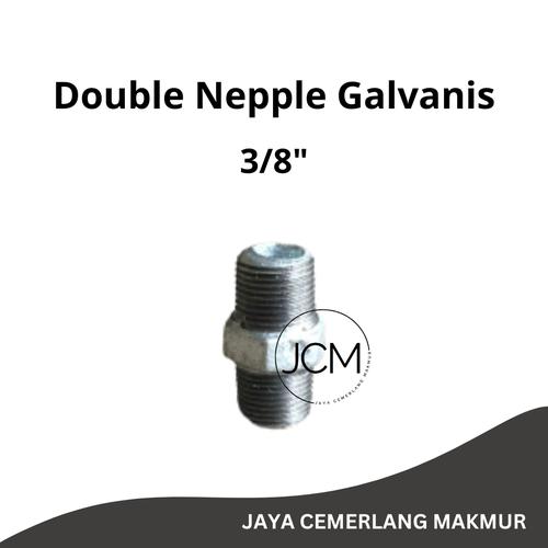 Jual Double Nepple Galvanis 3/8" Inch Drat / Dobel Nepel Besi / Hex ...