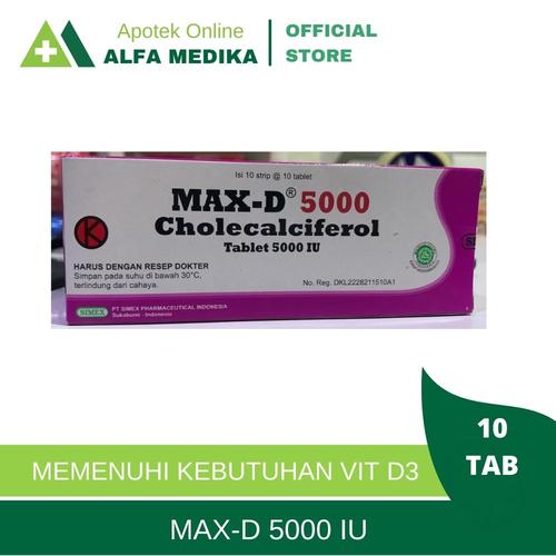 Jual MAX-D / MAX D 5000 IU CHOLECALCIFEROL 10 tab - Jakarta Utara ...