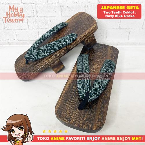Jual Geta Bakiak Sandal Kayu Two Teeth Coklat Tradisional : Navy Blue ...