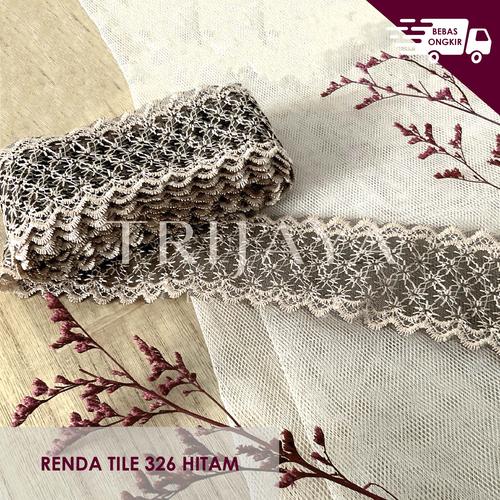 Jual Trijaya Renda Tile / Tulle / Bordir / Import - 326 Hitam (7 CM ...