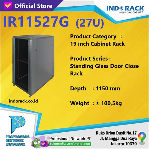 Promo CLOSE RACK 27U 1150MM INDORACK IR11527G -RAK SERVER 19 INCH GLASS ...