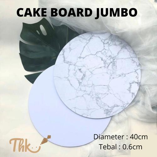 Jual Cake Board Tatakan Alas Kue Bulat Putih Marble White 40cm Putih Polos Bulat 40cm