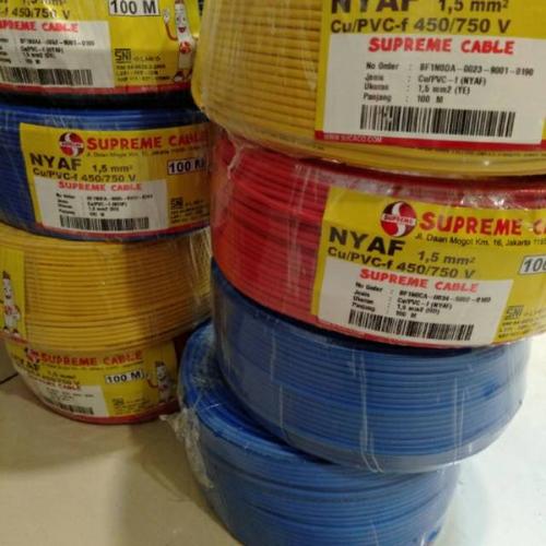 Jual Kabel Listrik Serabut NYAF 1,5 1.5 mm SUPREME Meteran / Eceran - Kuning Hijau - Jakarta ...
