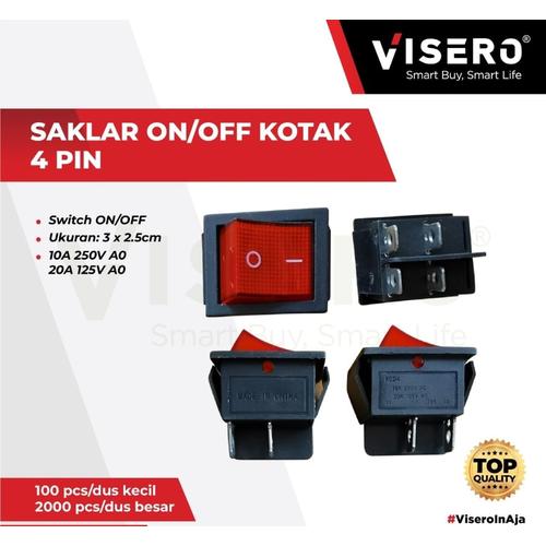 Jual Saklar Switch On Off Kotak Besar 4 Kaki 4 pin Warna Merah - Visero ...