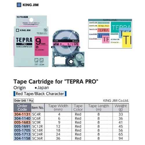Jual Tape Cartridge for Tepra Red Tape Black Letter 9mm KING JIM SC9R - Kab. Bekasi - Perkakas ...