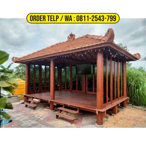 Jual Gazebo Custom Dinding Kaca Ukuran Besar 3x5m, Gasebo Rumah Kayu ...