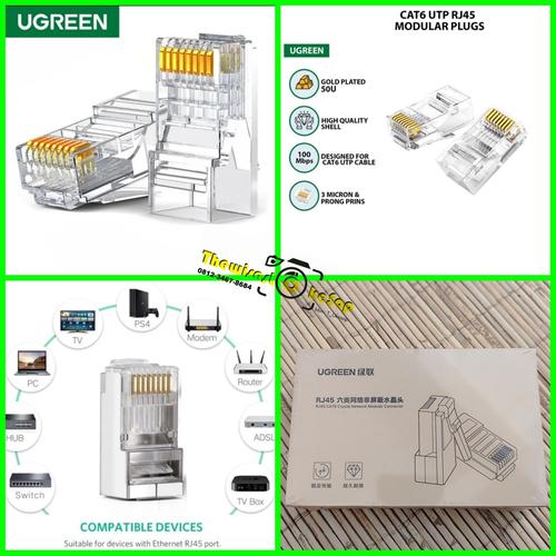 Jual UGREEN Konektor RJ45 Cat6 Gigabit Modular Plug LAN Connector 60558 ...