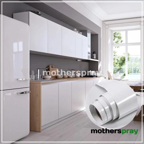 Jual Sticker furniture lemari meja kitchen set motif polos putih glossy ...