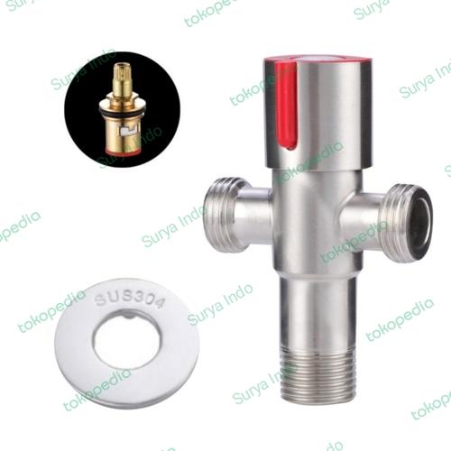 Jual STOP KRAN T / TEE KLOSET 1/2" STOPKRAN CABANG TOILET SINK MERAH SUS304 - Jakarta Barat ...