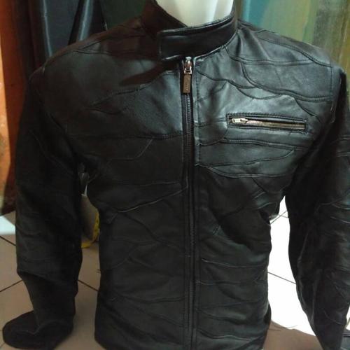 Jual jaket kulit domba model sambungan bahan kulit domba - Hitam, S ...
