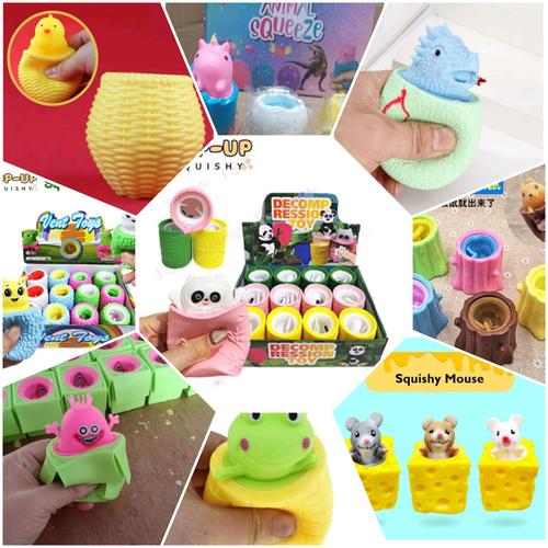 Jual squishy pop up animal fidget toys pop it tupai frog unicorn ...