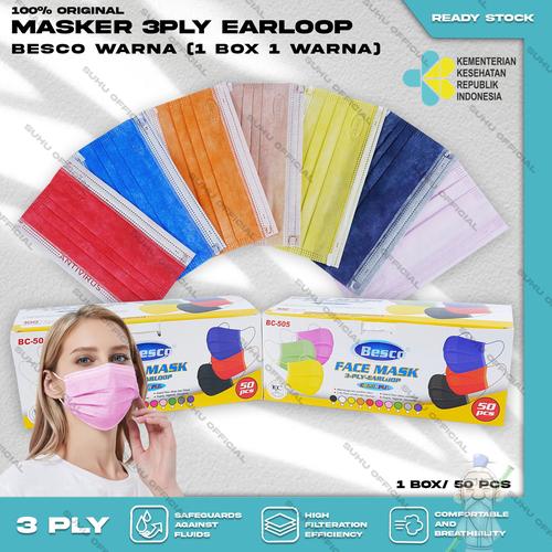 Jual MASKER MEDIS 3PLY 50PCS BIRU HITAM WARNA EARLOOP MASK 3 PLY - 3PLY ...