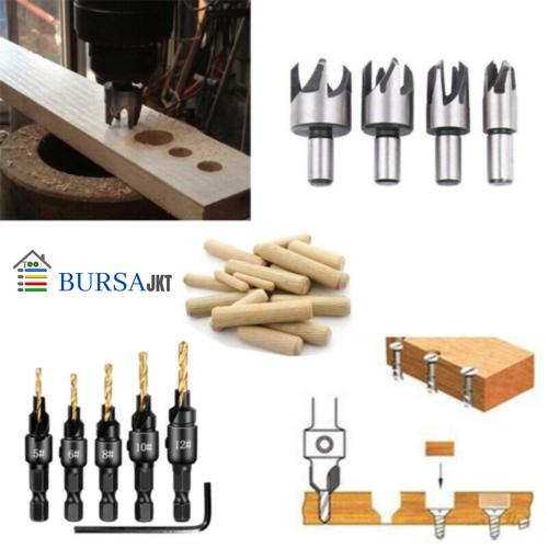 Jual BARREL CORK DRILL BIT WOOD PLUG CUTTER MATA BOR DOWEL COUNTERSINK ...