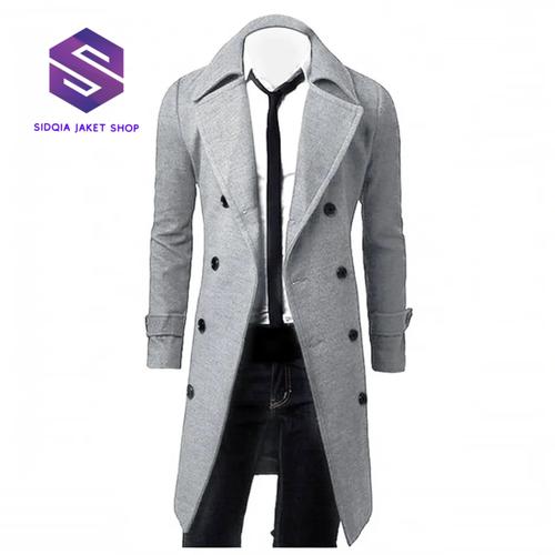 Jual longcoat pria keren trendy/jaket jubah blezer pria panjang selutut ...