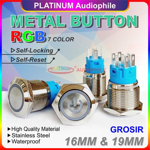 Jual Saklar On Off Stainless RGB LED Metal Push Button Switch RGB 16MM ...