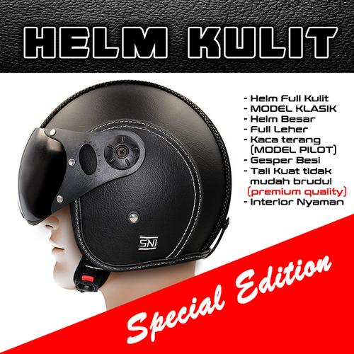 Jual HELM CLASSIC FULL KULIT KACA PILOT (BLACK) - Pink, M - Kab ...