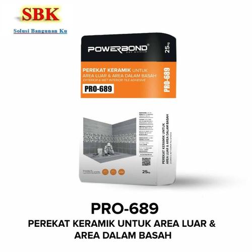 Jual Semen Mortar Powerbond Perekat keramik area basah PRO-689 25Kg 5 ...