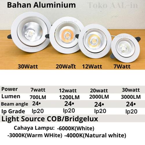 Jual Lampu sorot COB Spotlight Downlight LED COB inbow - 7Watt 4000K - Jakarta Barat - TOKO AAL ...