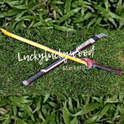 Jual mainan pedang kayu ff katana cobra cosplay game free fire - P ...